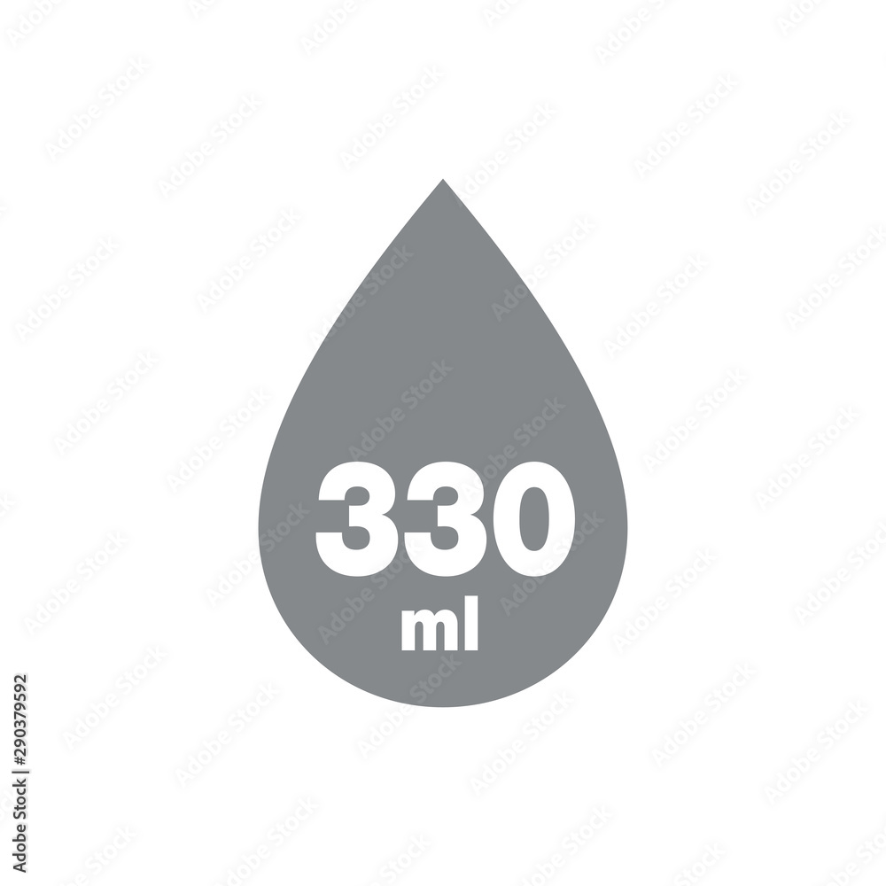 Liter l sign (l-mark) estimated volumes 330 milliliters (ml) Vector ...