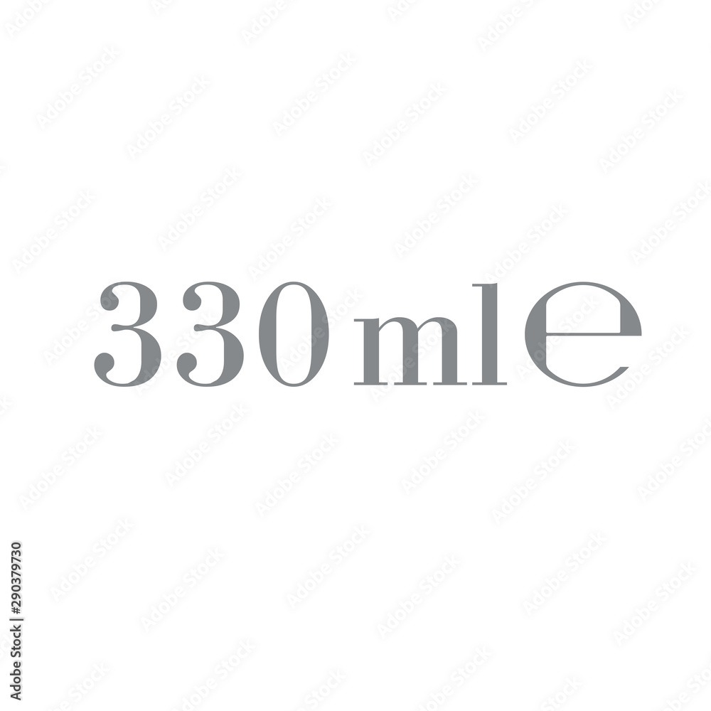 Liter l sign (l-mark) estimated volumes 330 milliliters (ml) Vector ...