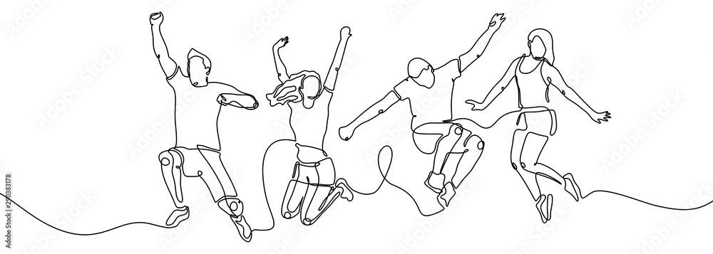 Happy People Jumping Drawing