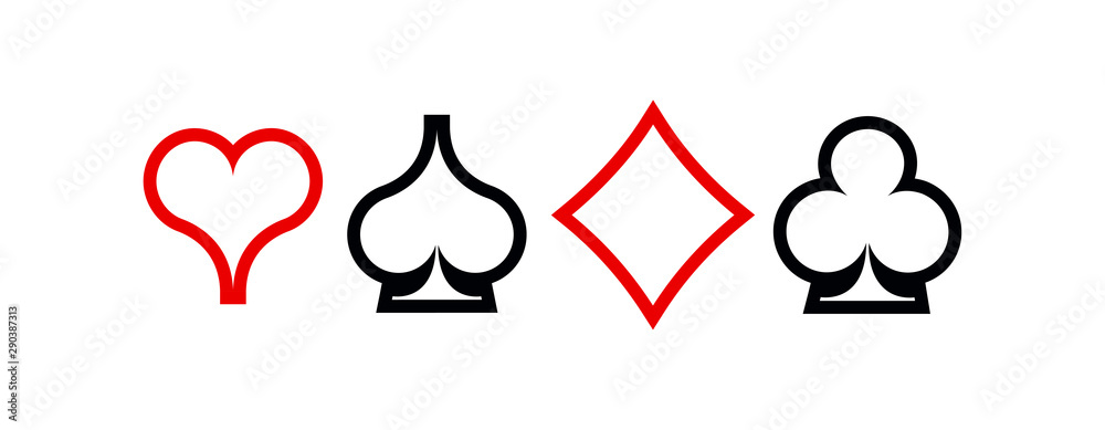 Set diamonds clovers hearts spades Four Playing card suits icons ...