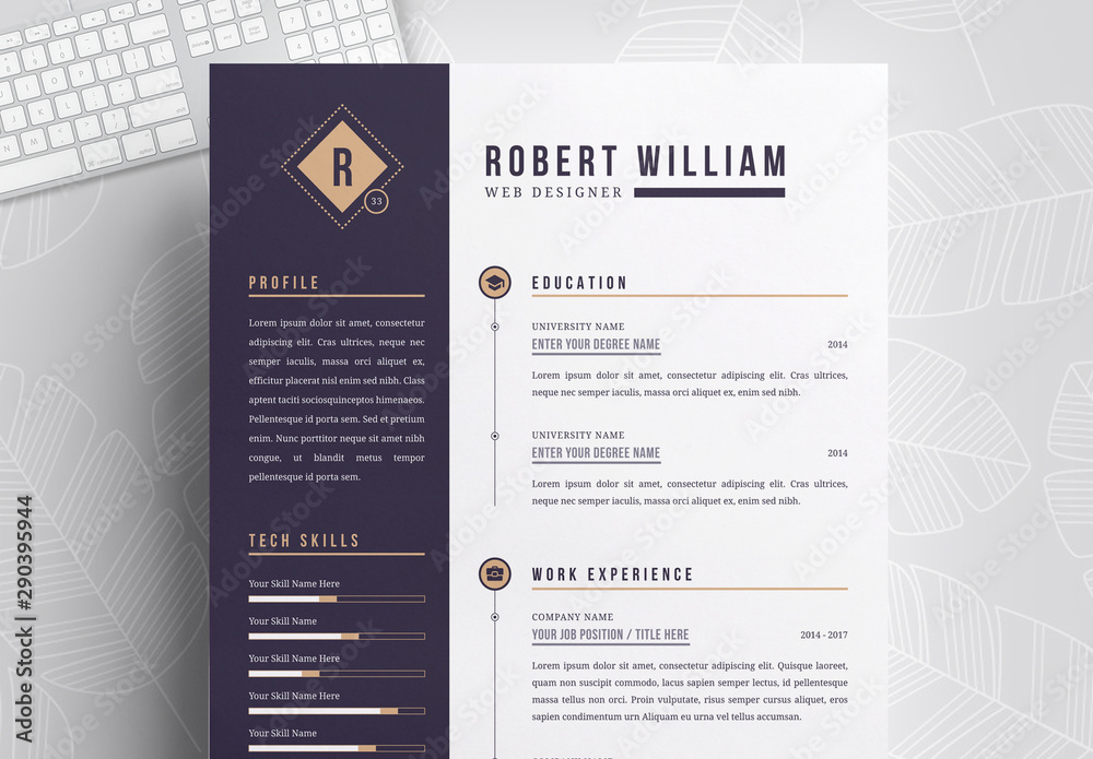 Resume Layout with Dark Sidebar Stock Template | Adobe Stock