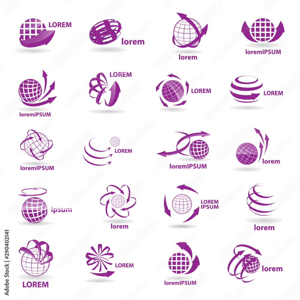 Arrow Sphere Logo Set - Isolated On White - Vector. Abstract Arrow ...