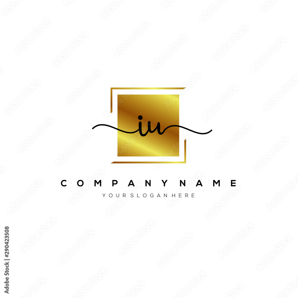 IU initial handwriting logo vector. Stock Vector | Adobe Stock