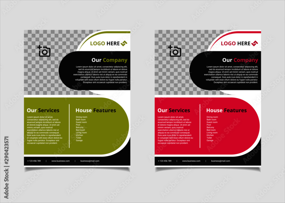 Business brochure and flyer vector design template with lime and pink ...