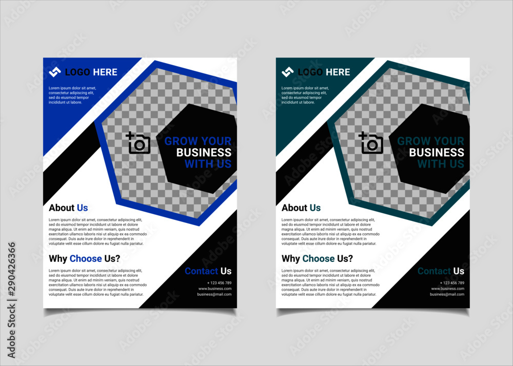 Business flyer template vector design, US letter size layout, brochure ...
