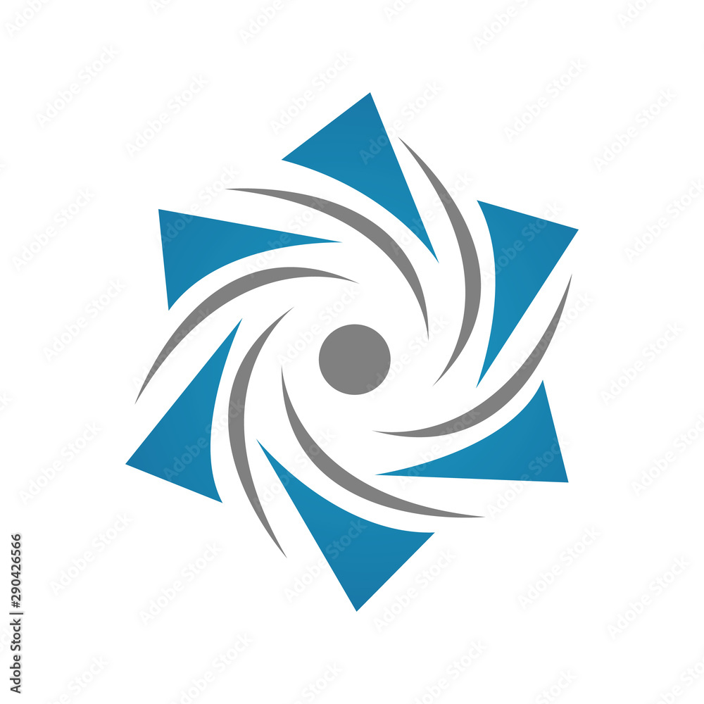 abstract water wind spinning turbine logo design vector illustrations ...