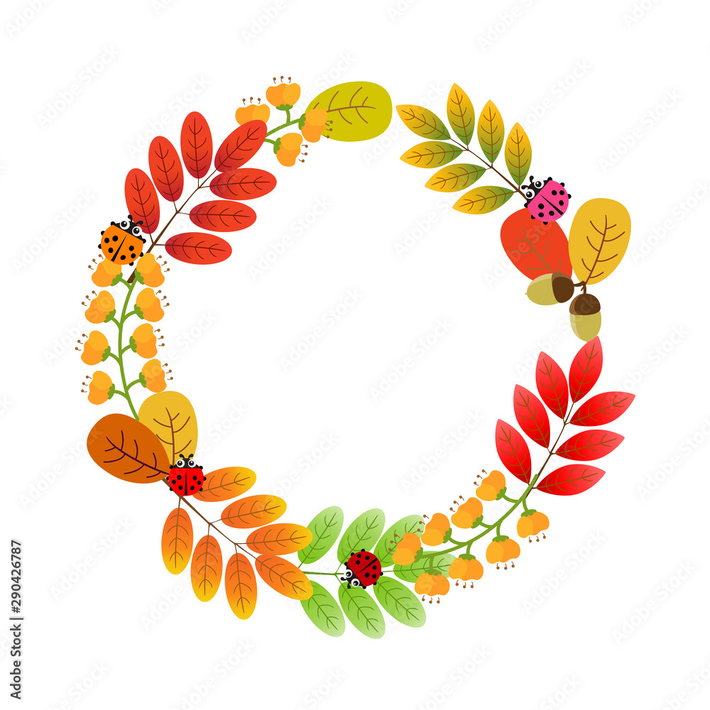 Autumn Frame. Cute leaf Arranged In A Shape Of The Wreath Perfect For ...