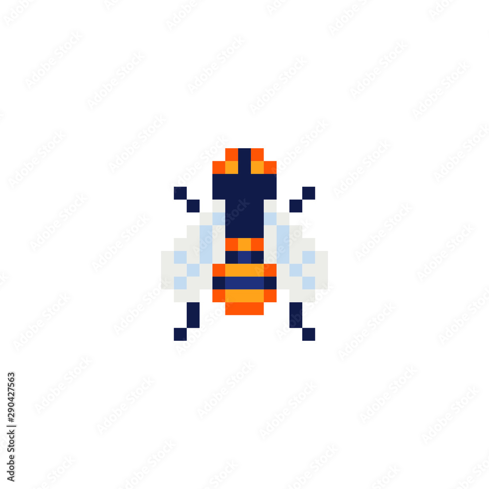 Bee insect character pixel art icon. Element design for stickers, web ...