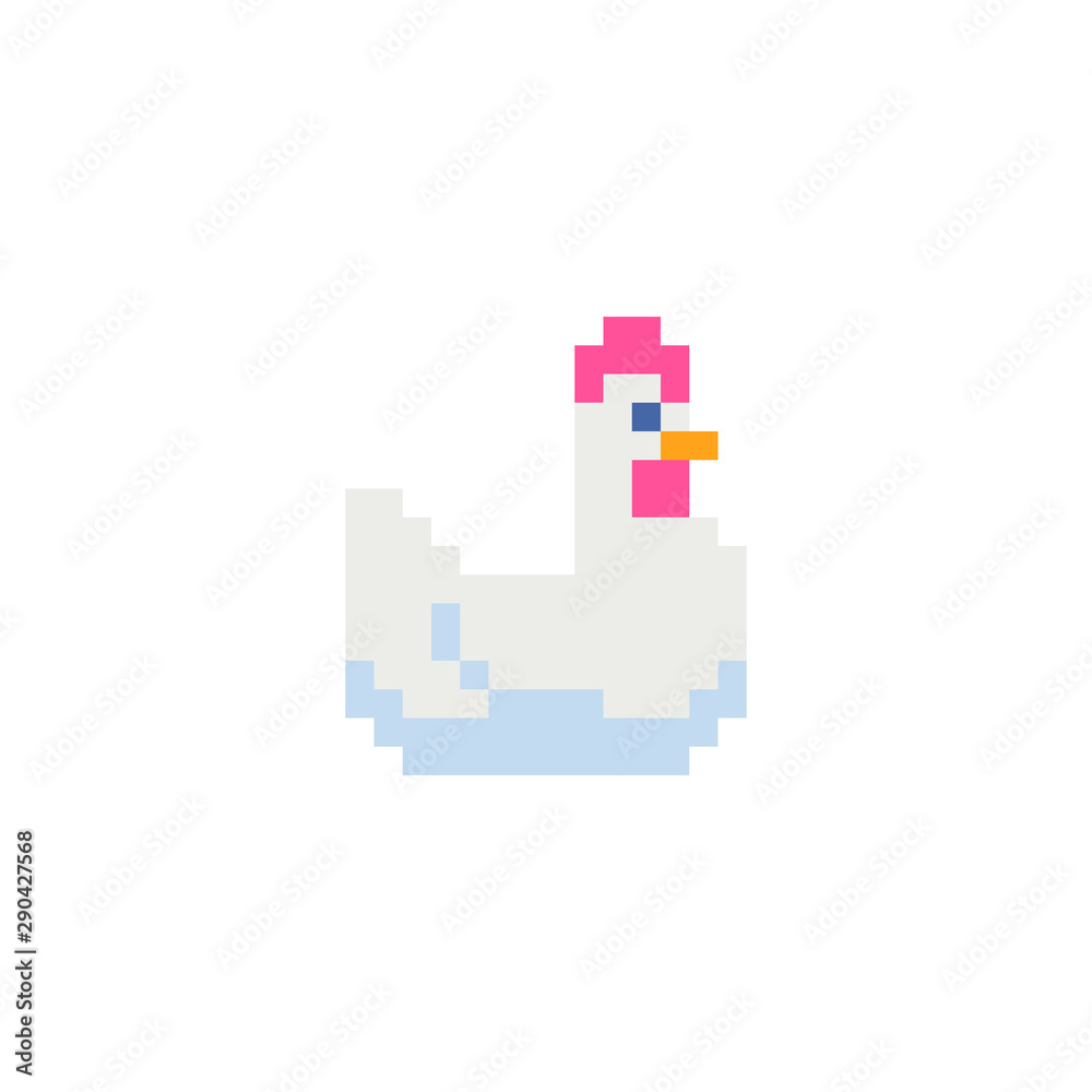 Vetor de Сhicken character pixel art icon. Element design for stickers ...