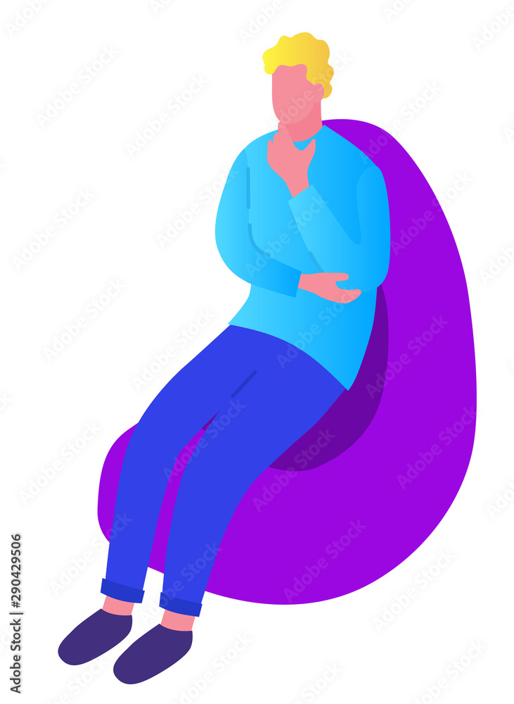 Thinking man sitting in a chair isometric vector illustration. Vector ...