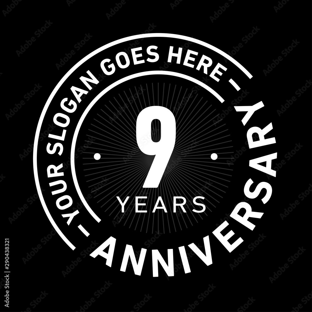 9 years anniversary logo template. Nine years celebrating logotype ...