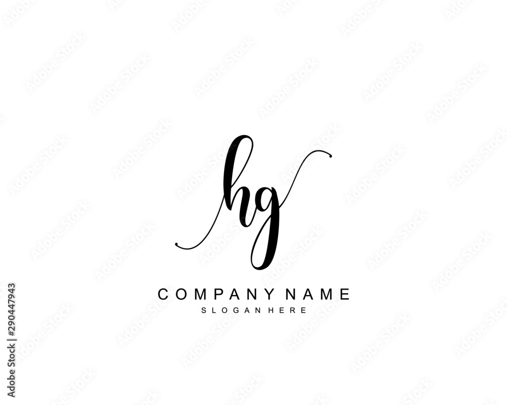 Initial HG beauty monogram and elegant logo design, handwriting logo of ...