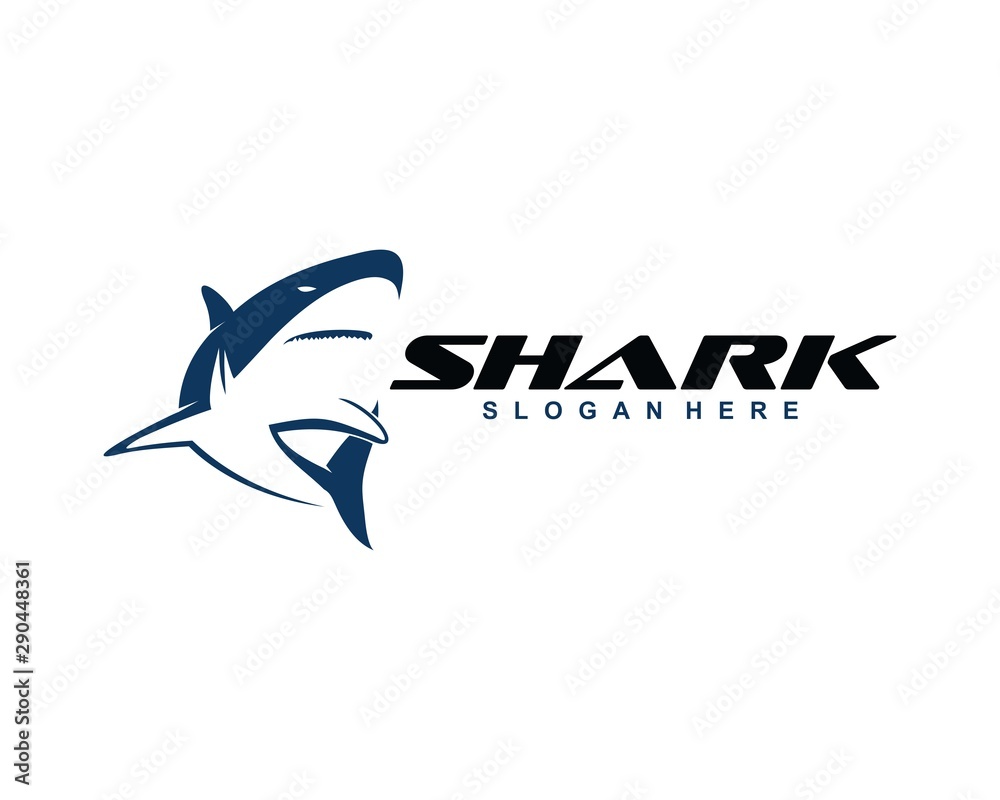 Shark logo with blue color, vector logo design template. Stock Vector ...