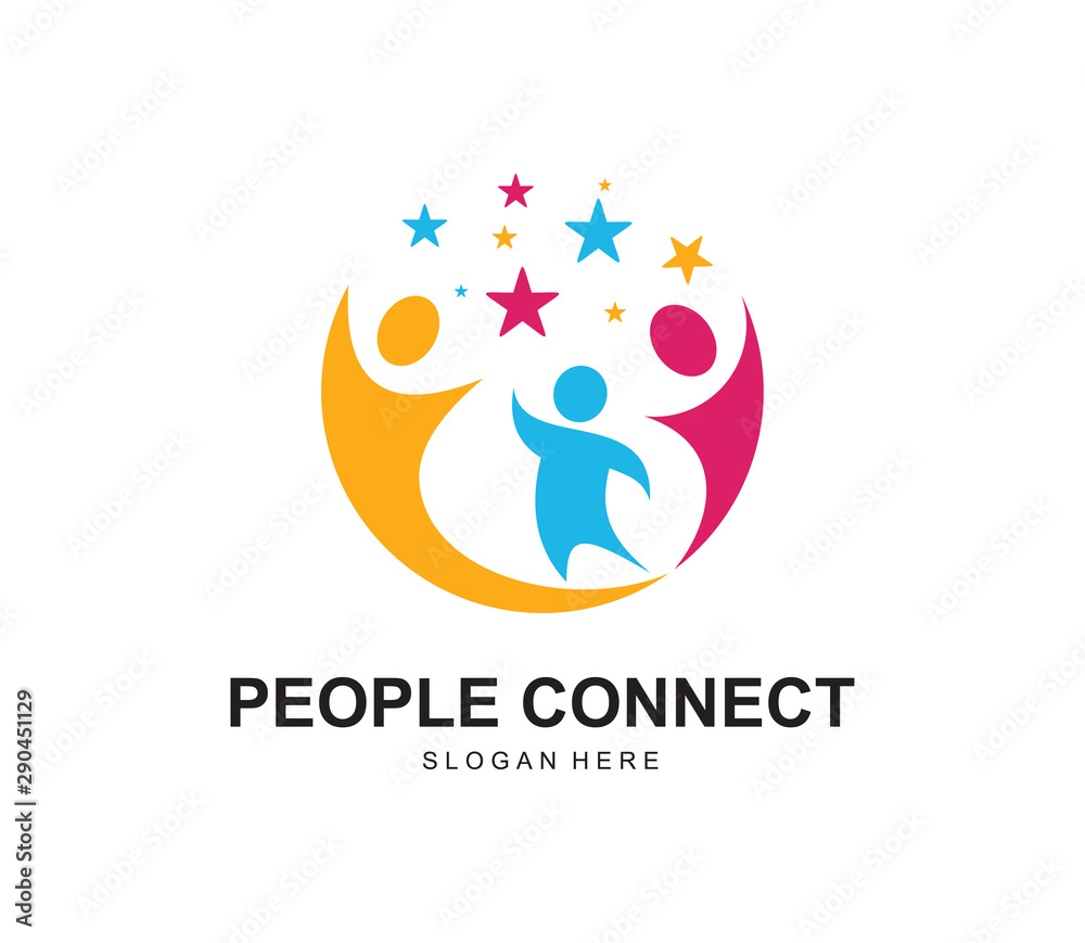 People connect logo.communication logo. family logo. Social Network ...
