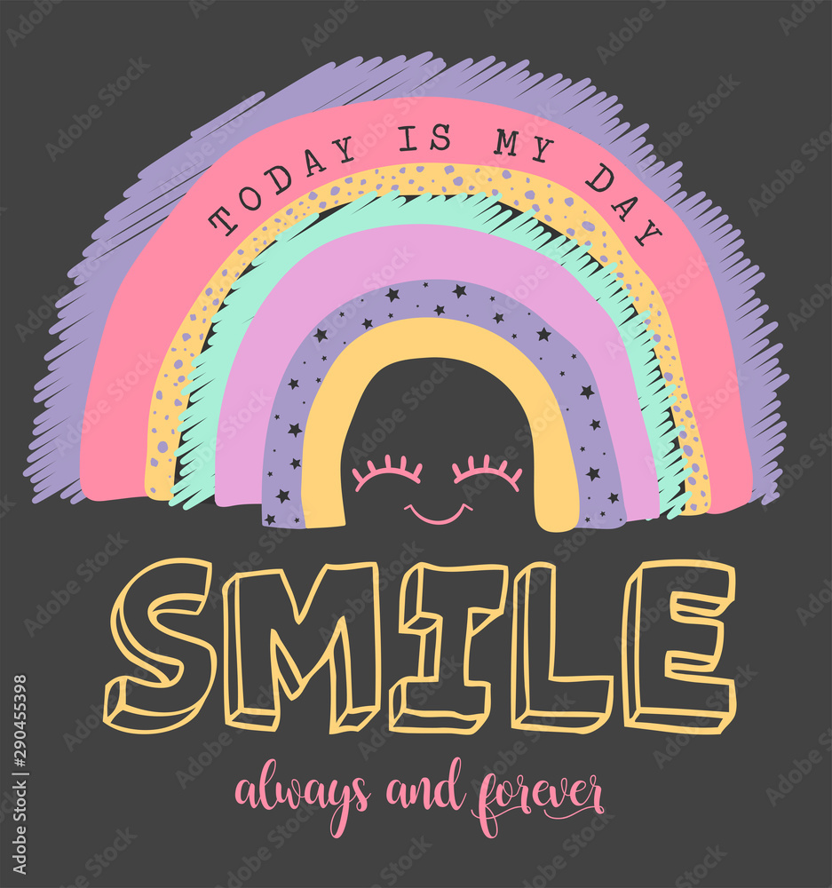 slogan and hand drawing rainbow vector. Stock Vector | Adobe Stock