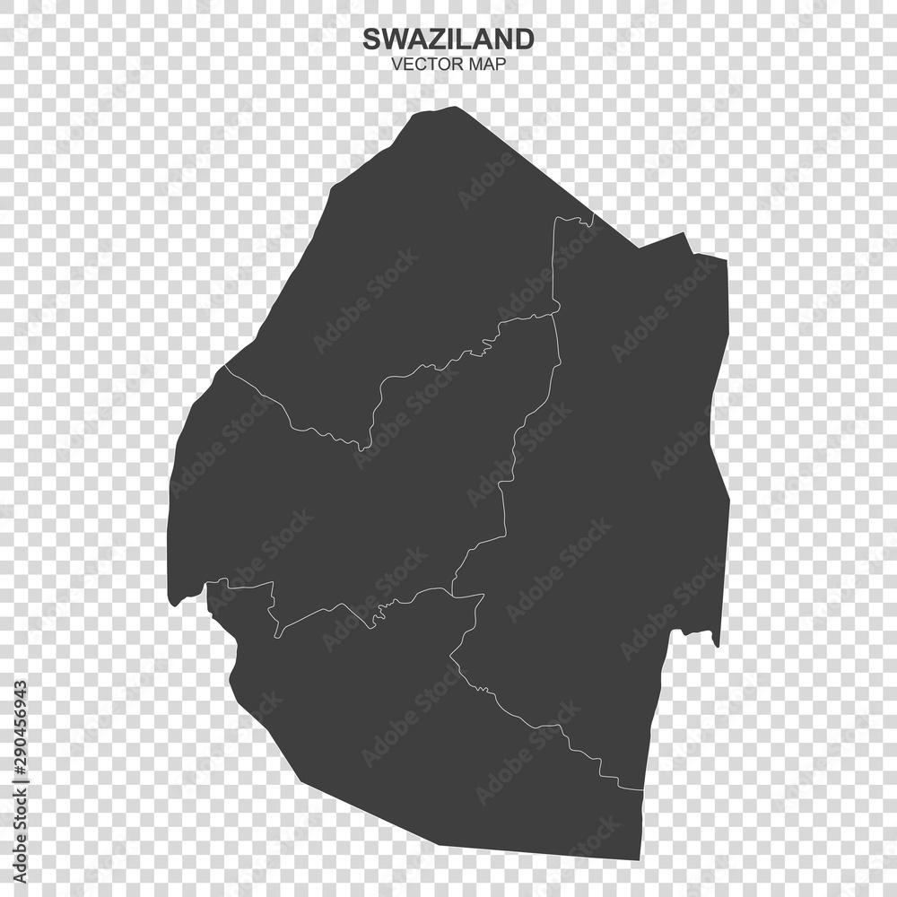 vector political map of Swaziland on transparent background Stock ...
