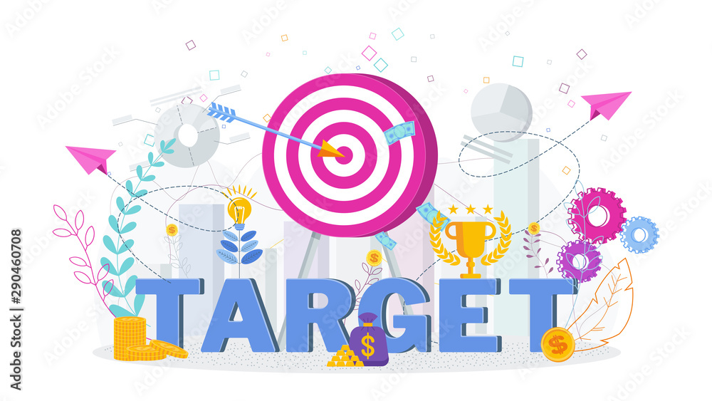 Word target flat concept. Goal for archery Stock Vector | Adobe Stock