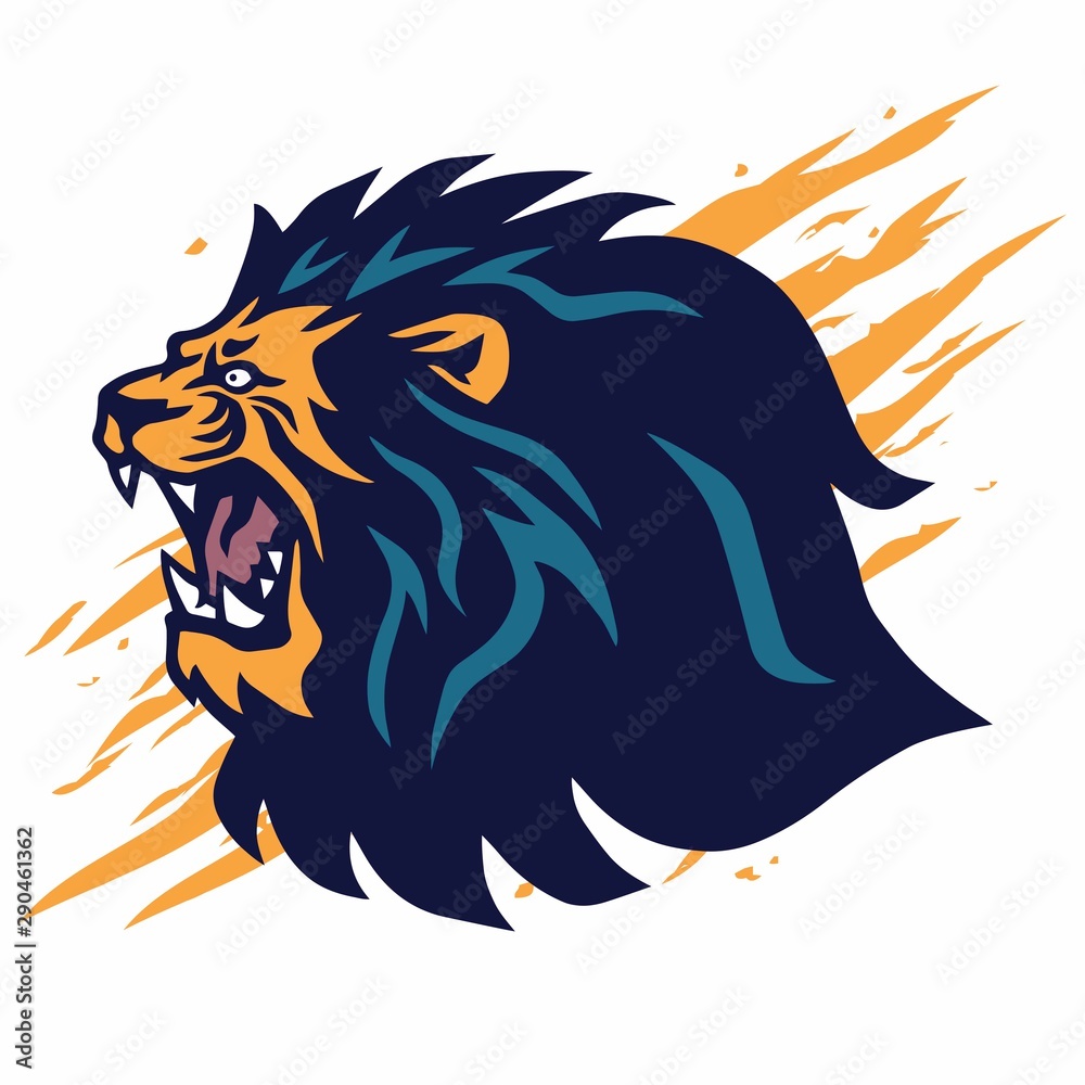 Lion Head Roaring Logo Vector Icon Mascot Design with Claw Scratch ...