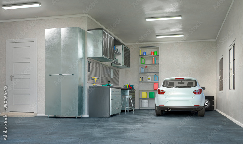 Modern garage interior. 3d illustration Stock Photo | Adobe Stock