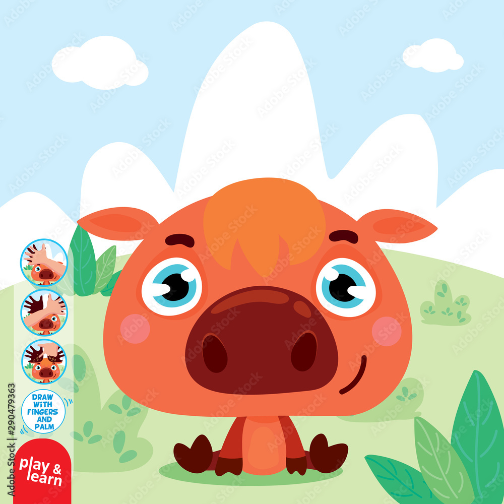 Drawing Game Tutorial Funny Pig Printable Template Stock Vector | Adobe ...