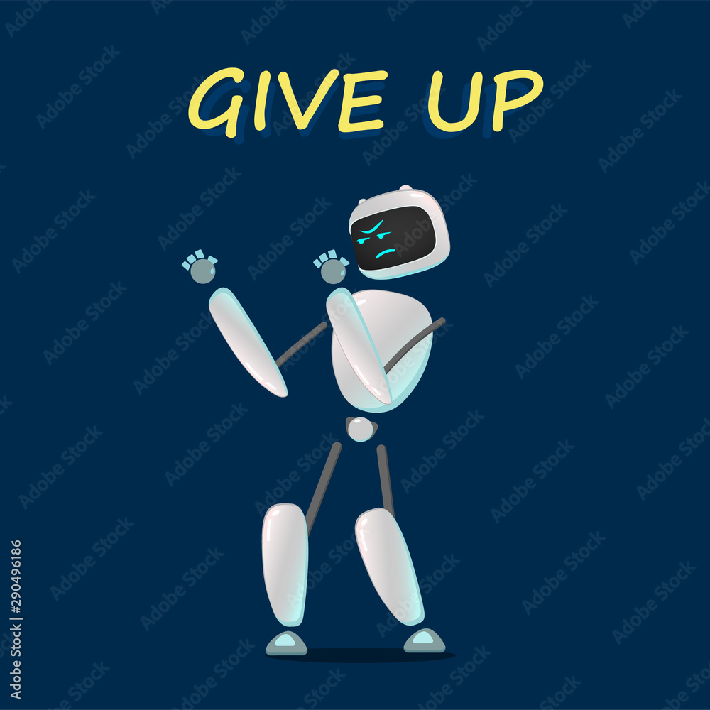 RPA. Funny white robot in different comic situations and moods. Modern ...