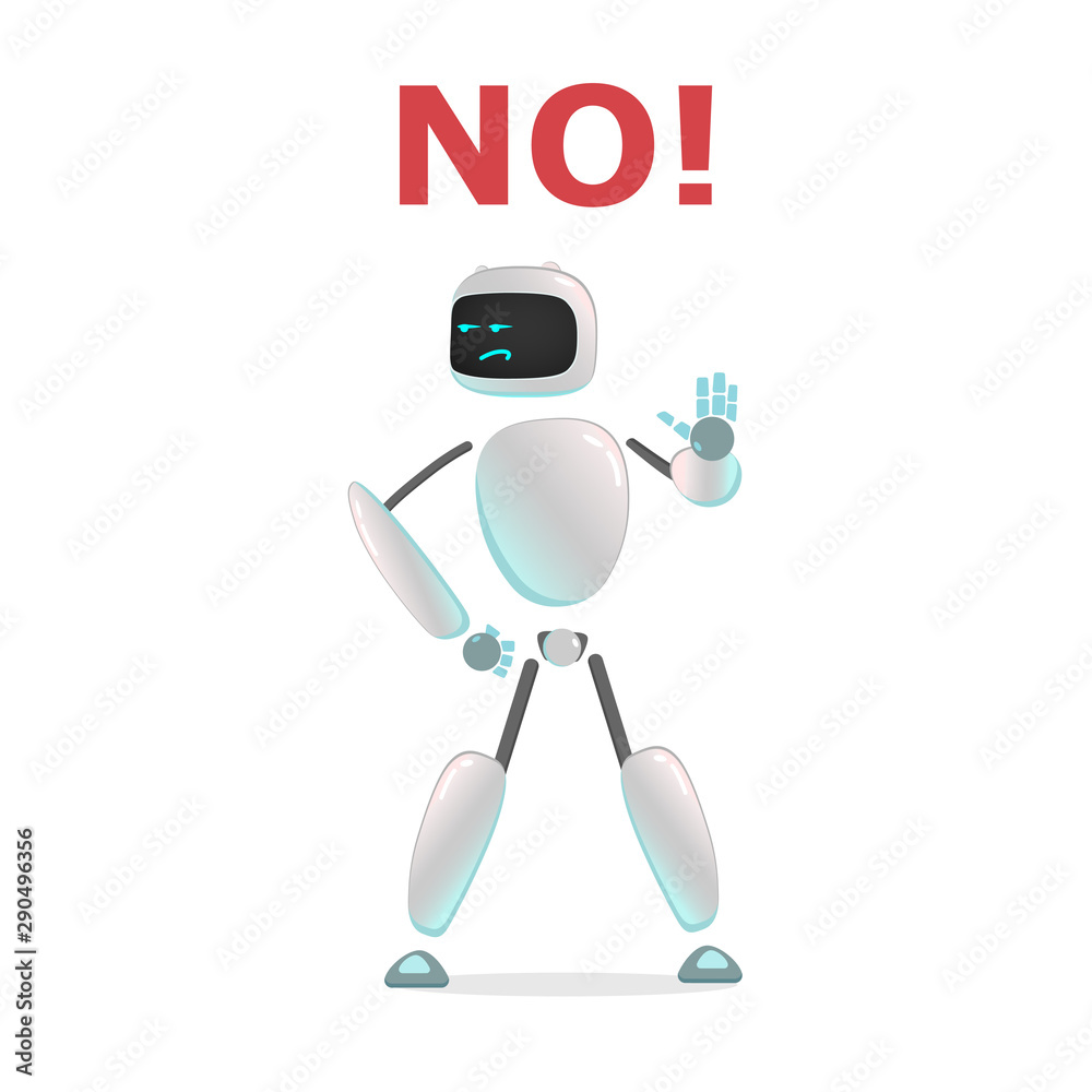 RPA. Funny white robot in different comic situations and moods. Modern ...