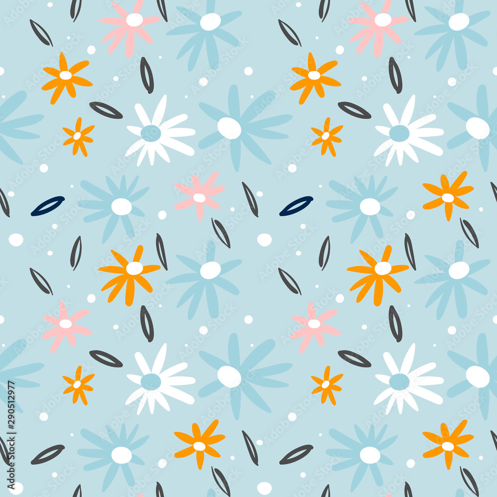 Seamless pattern with flowers,branches. Creative floral texture ...