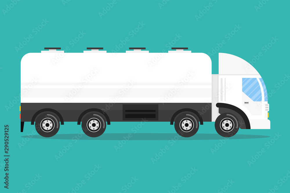 Tanker truck. Flat cartoon style. Vector illustration. Stock Vector ...