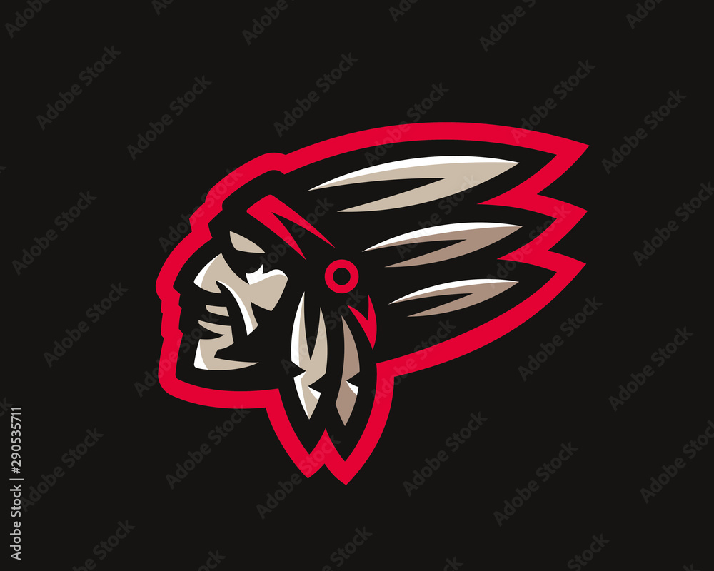 American Indian modern logo. Indian emblem design template for a sport ...