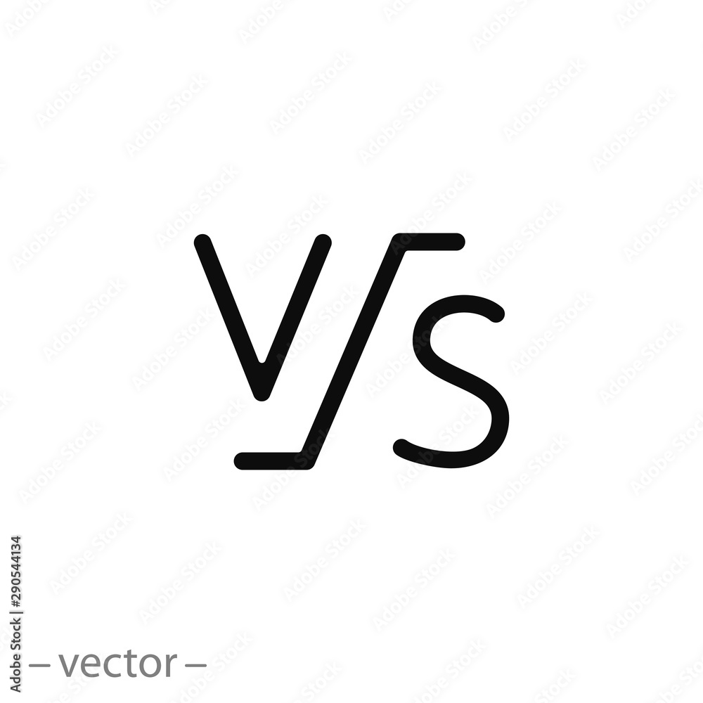 letters vs icon, battle versus teams, match, competition, thin line web ...