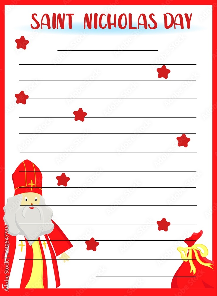 A form or template for a letter by St. Nicholas with a miter, a ...