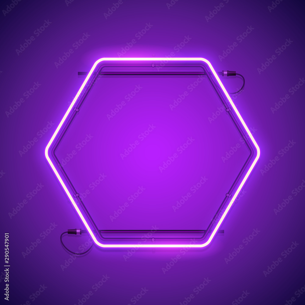 Hexagonal purple neon frame makes it quick and easy to customize your ...