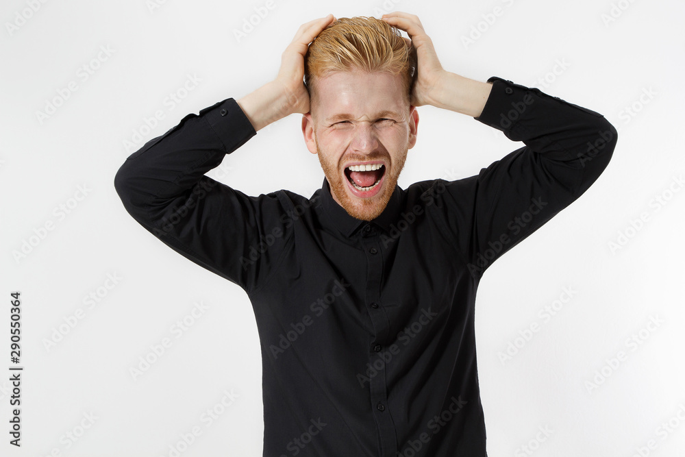 Man Depression signs and Symptoms. Young redheaded guy with red beard ...