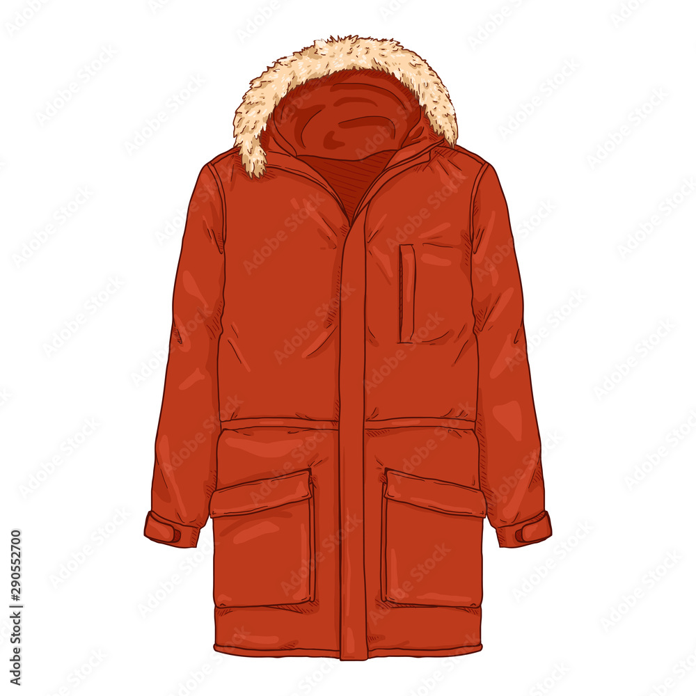 Vector Cartoon Red Parka Jacket. Stock Vector | Adobe Stock