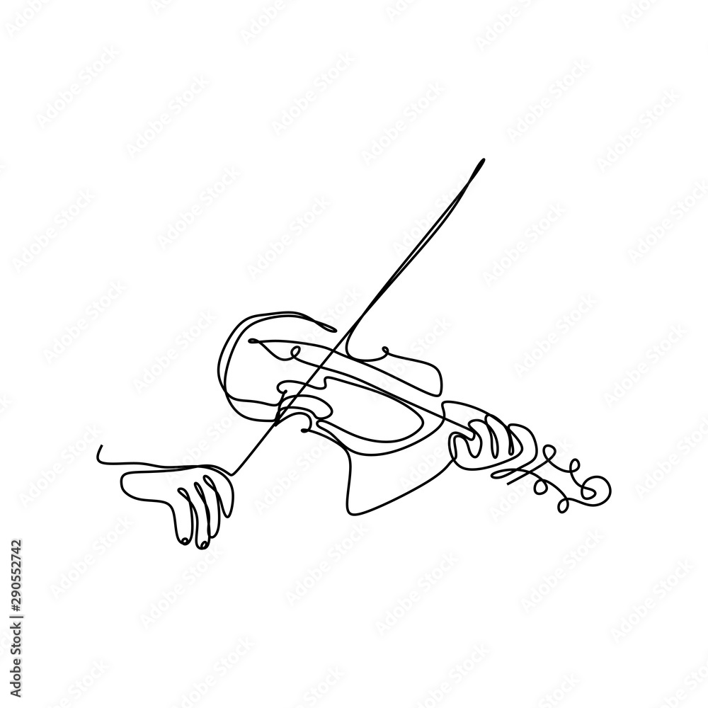 Violin continuous single line drawing vector music instrument Stock ...