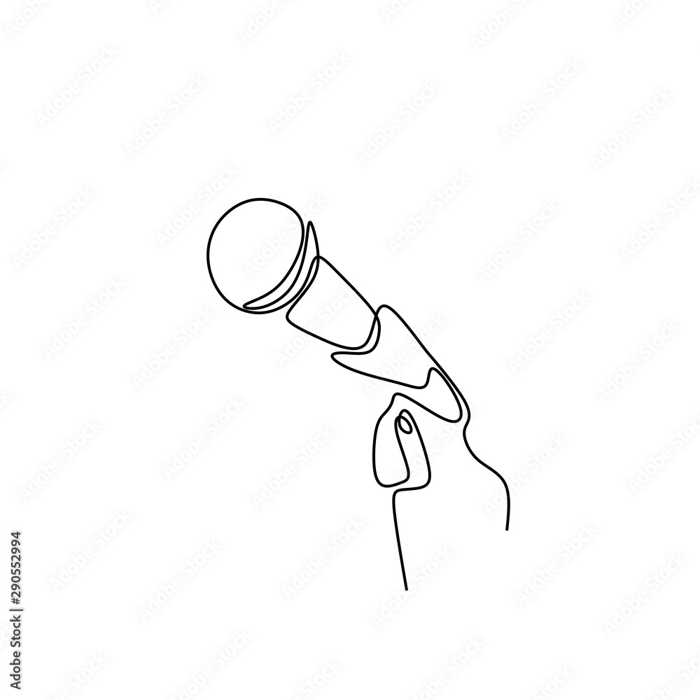 continuous line drawing wired microphone vector one lineart simplicity ...