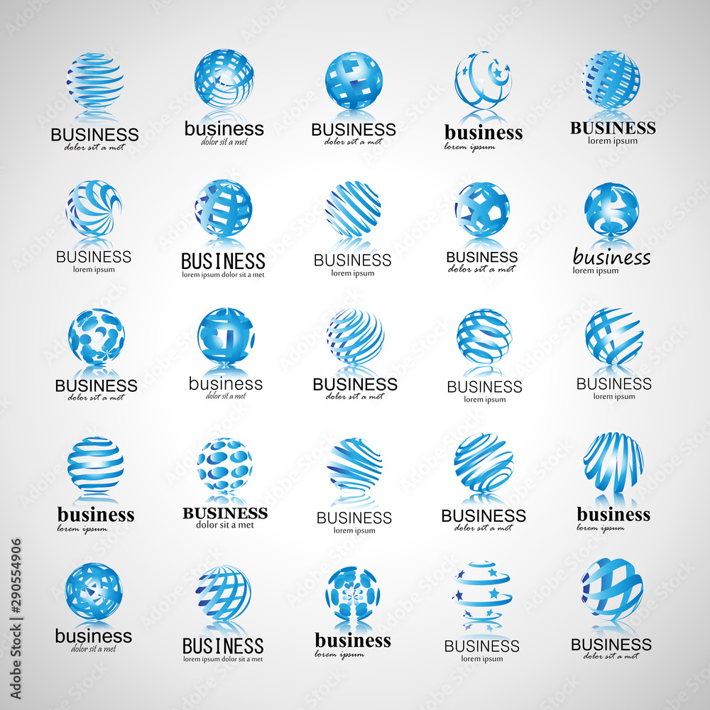 Globe And Sphere Logo Set - Isolated On Gray Background - Vector ...