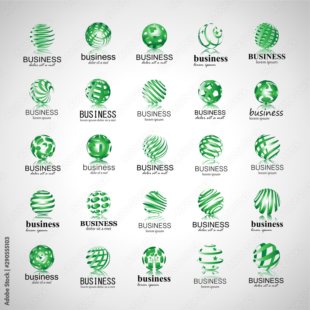 Globe And Sphere Logo Set - Isolated On Gray Background - Vector ...