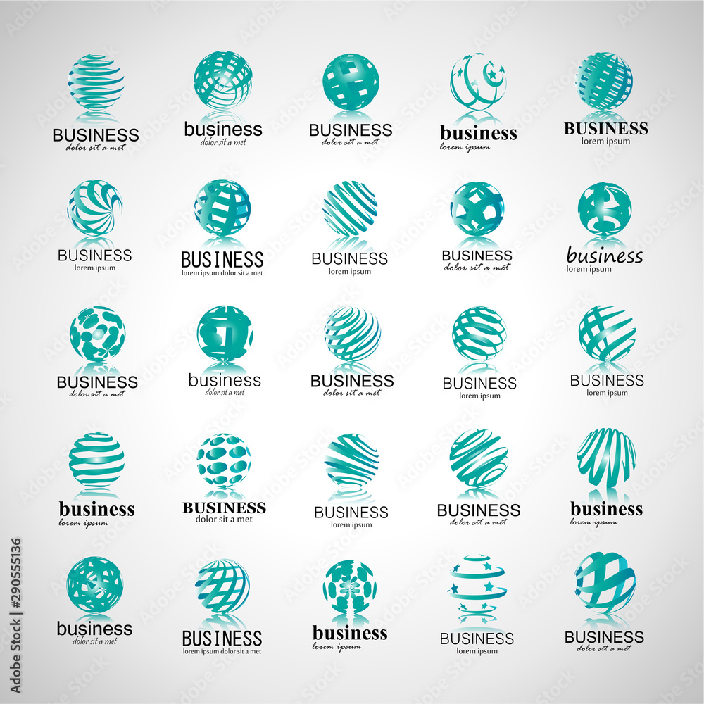 Globe And Sphere Logo Set - Isolated On Gray Background - Vector ...