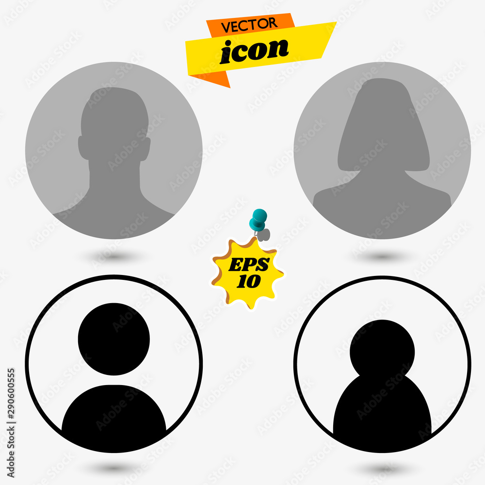 Default male and female avatar profile picture icon set. Man and woman ...