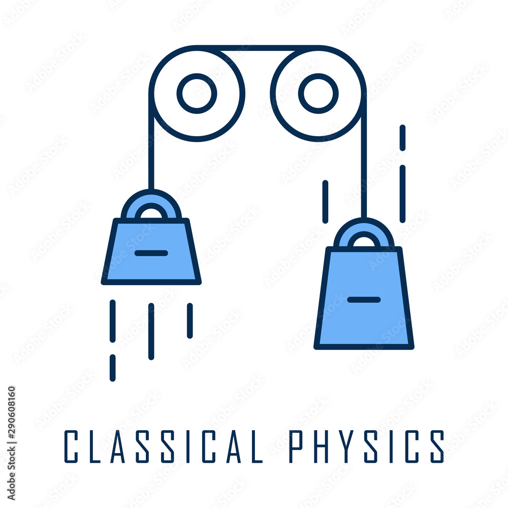 Classical physics color icon. Laws of motion and gravitation ...