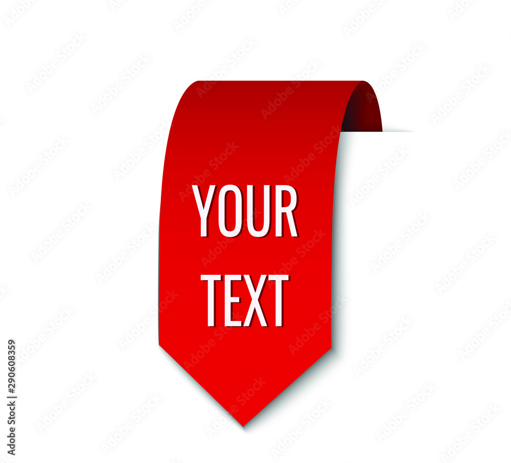 Red ribbon label design. vertical tag banner with text. isolated vector ...