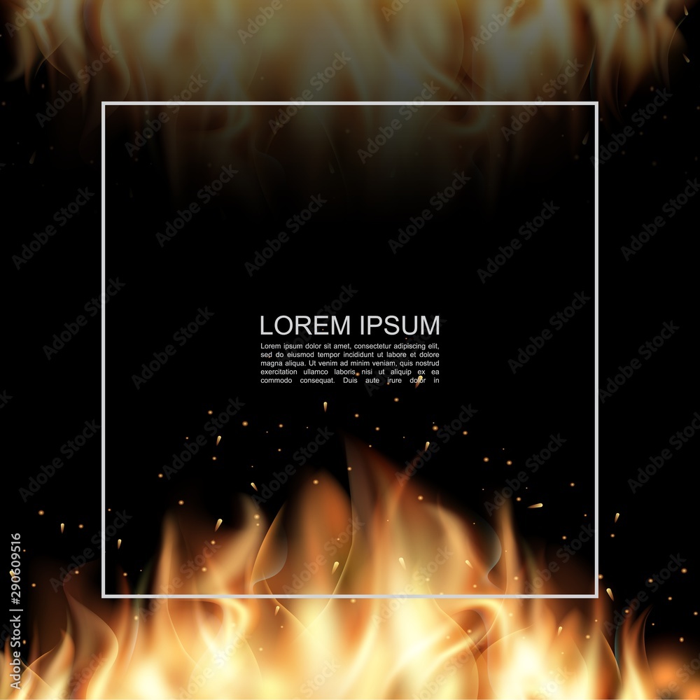 Realistic Fire Burning Poster Stock Vector | Adobe Stock