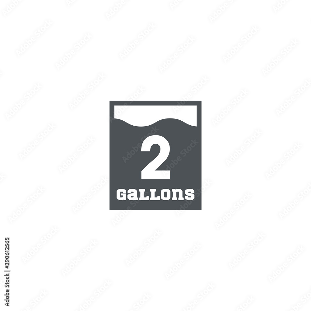 2 gal sign (mark) estimated volumes gallons. Vector symbol packa Stock ...