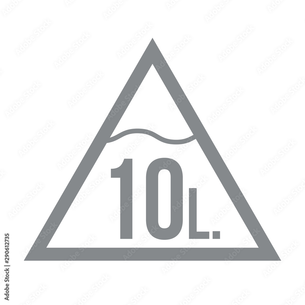 10 Liters l sign l-mark estimated volumes milliliters (ml) Vector ...