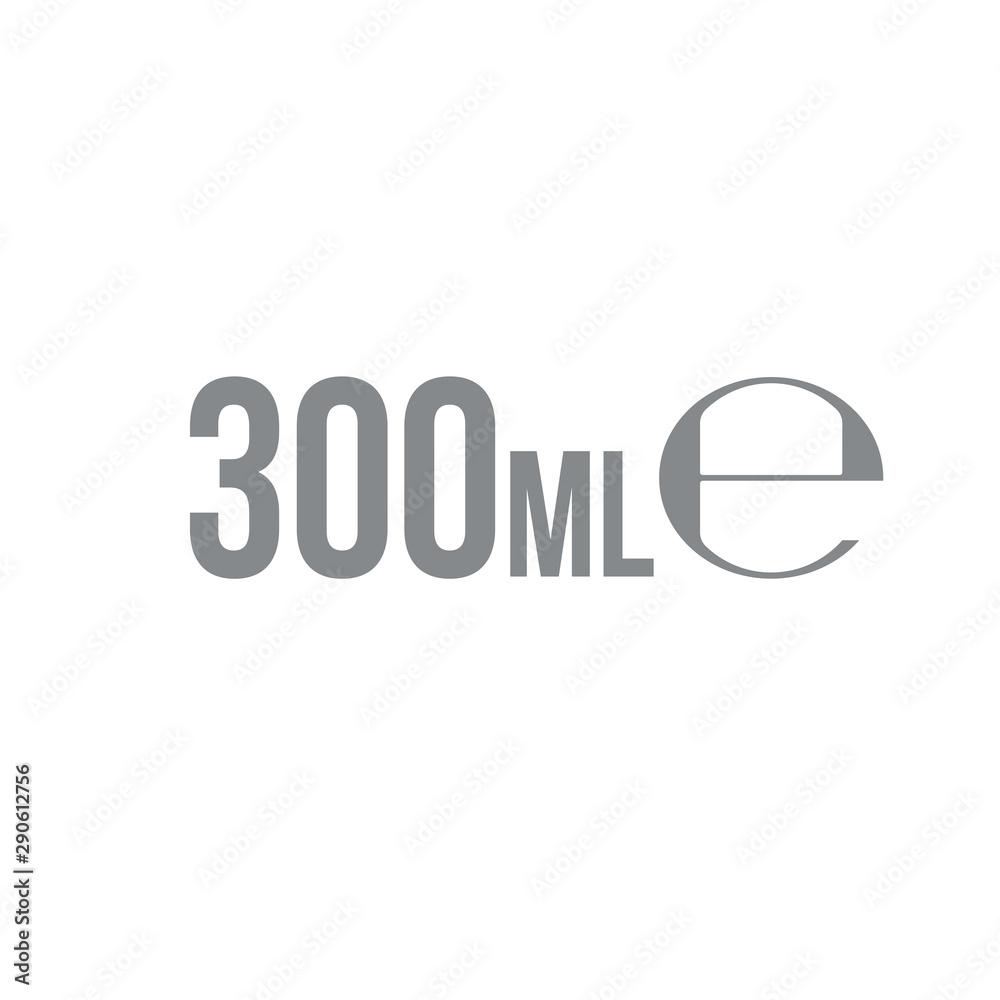 Liter l sign (l-mark) estimated volumes 300 milliliters (ml) Vector ...