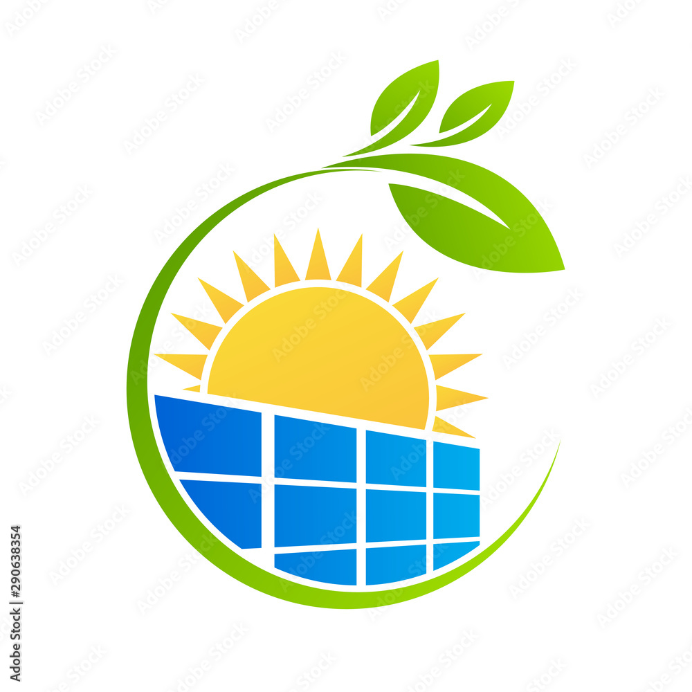 Solar panel sun logo template. Save Energy green power and natural ...