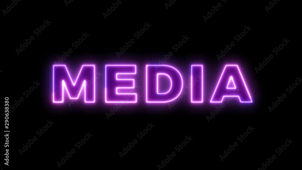 Neon light animation concept tex media. Flat animation of UI element ...