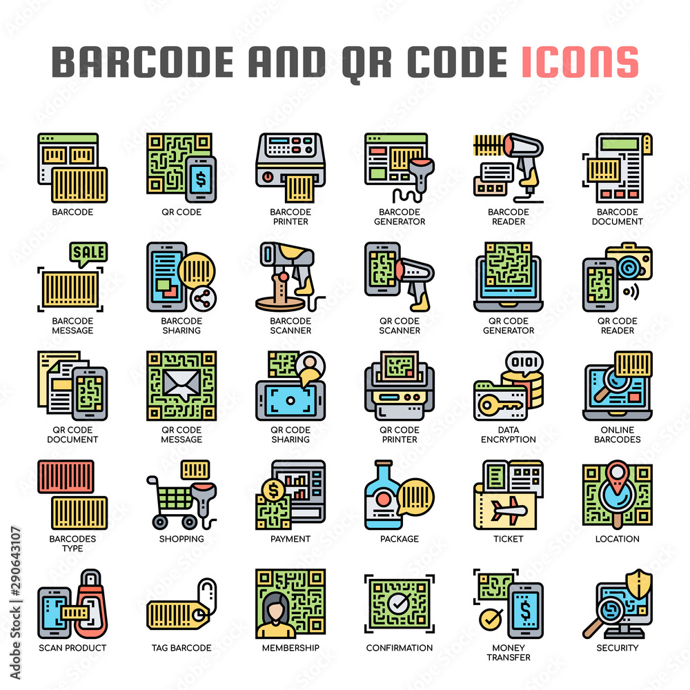 Barcode and QR Code , Thin Line and Pixel Perfect Icons Stock Vector ...