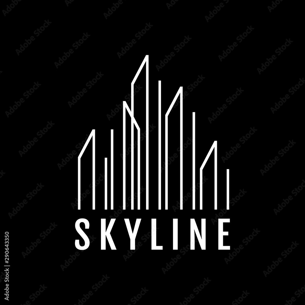stylish line buildings skyline logo vector design symbol illustration ...